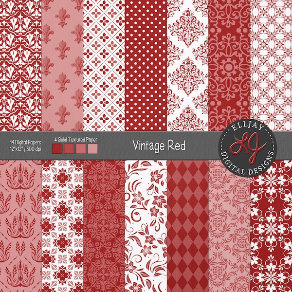 Red Damask Paper - Etsy