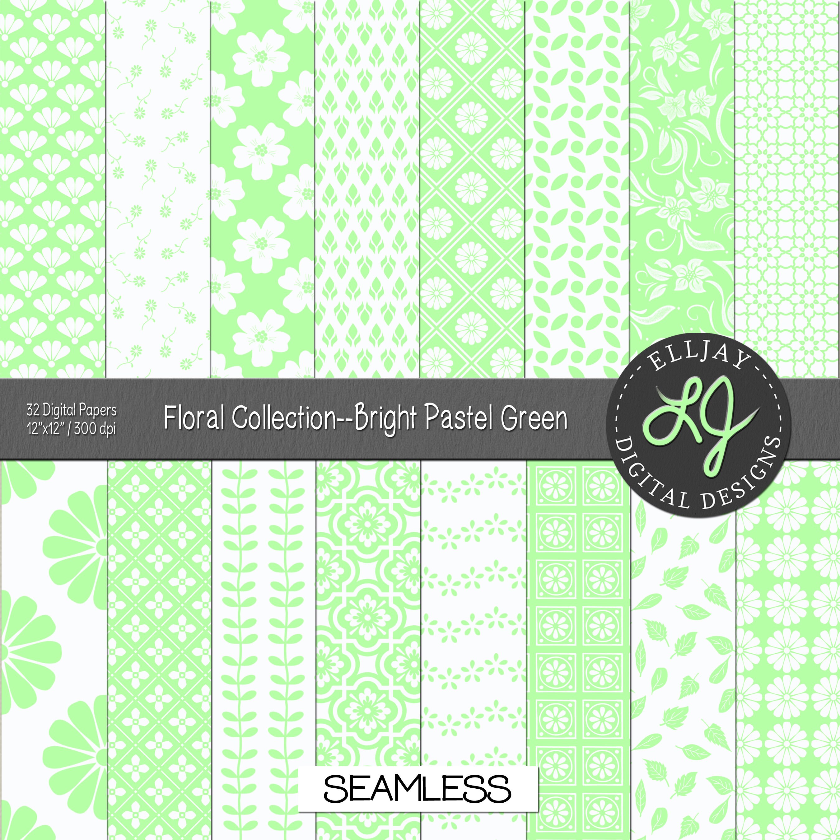 Pastel Floral Digital Paper Pack: Seamless Scrapbook Patterns (digital ...