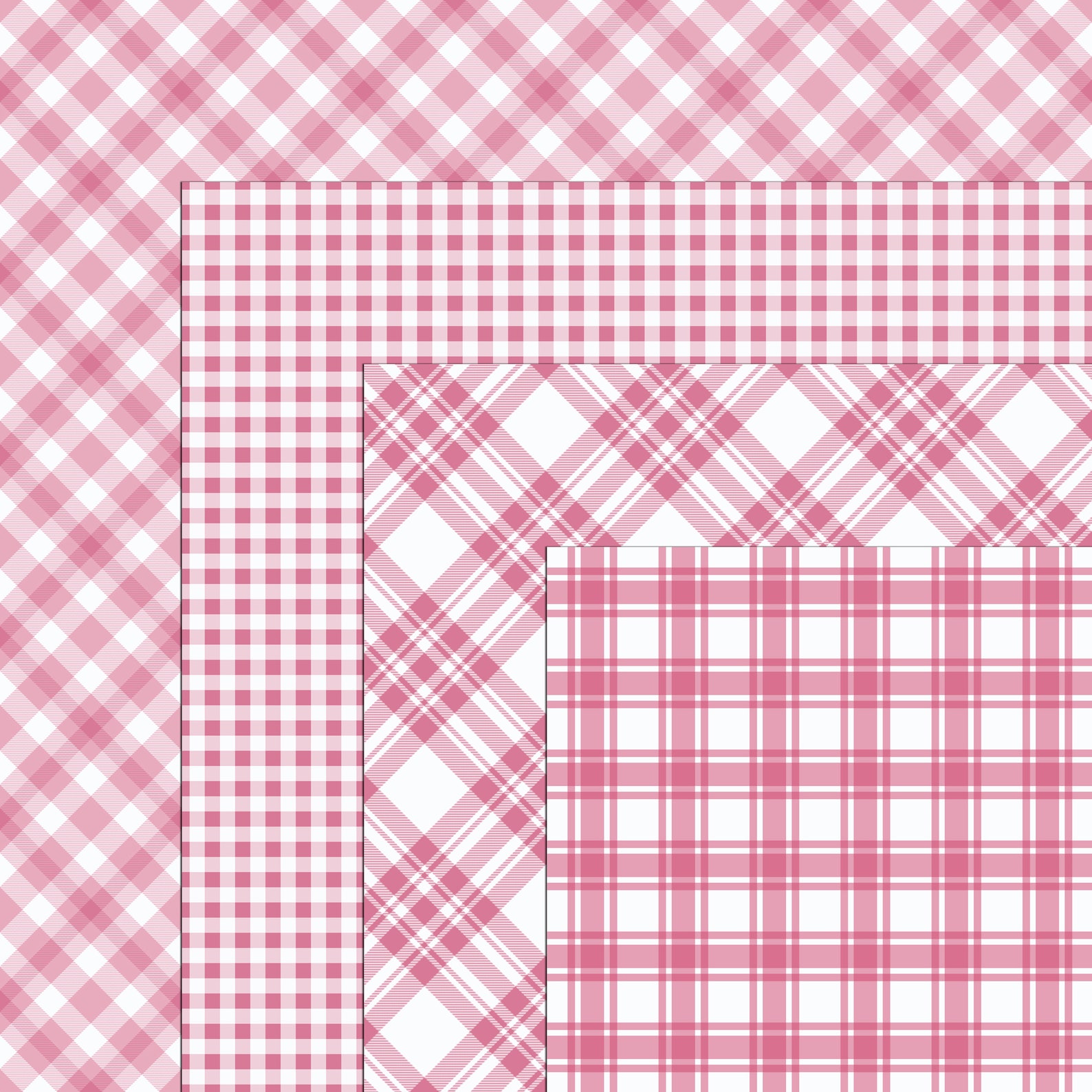 Pink Plaid Digital Paper Pack. Valentine Digital Scrapbook Paper Pack ...