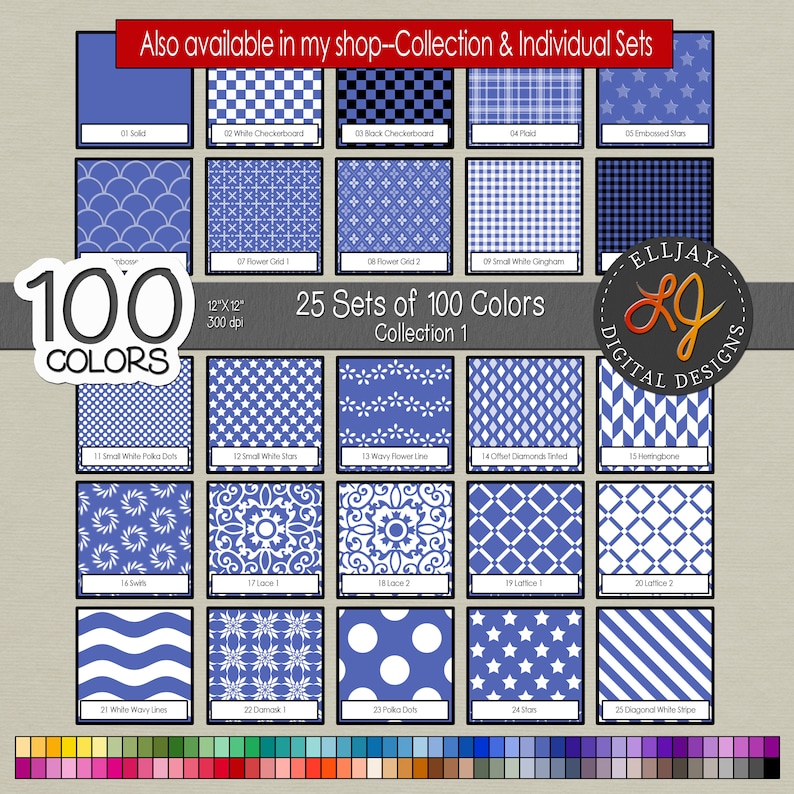 Gingham Digital Paper: 100 Colors, Seamless Pattern (digital Download ...