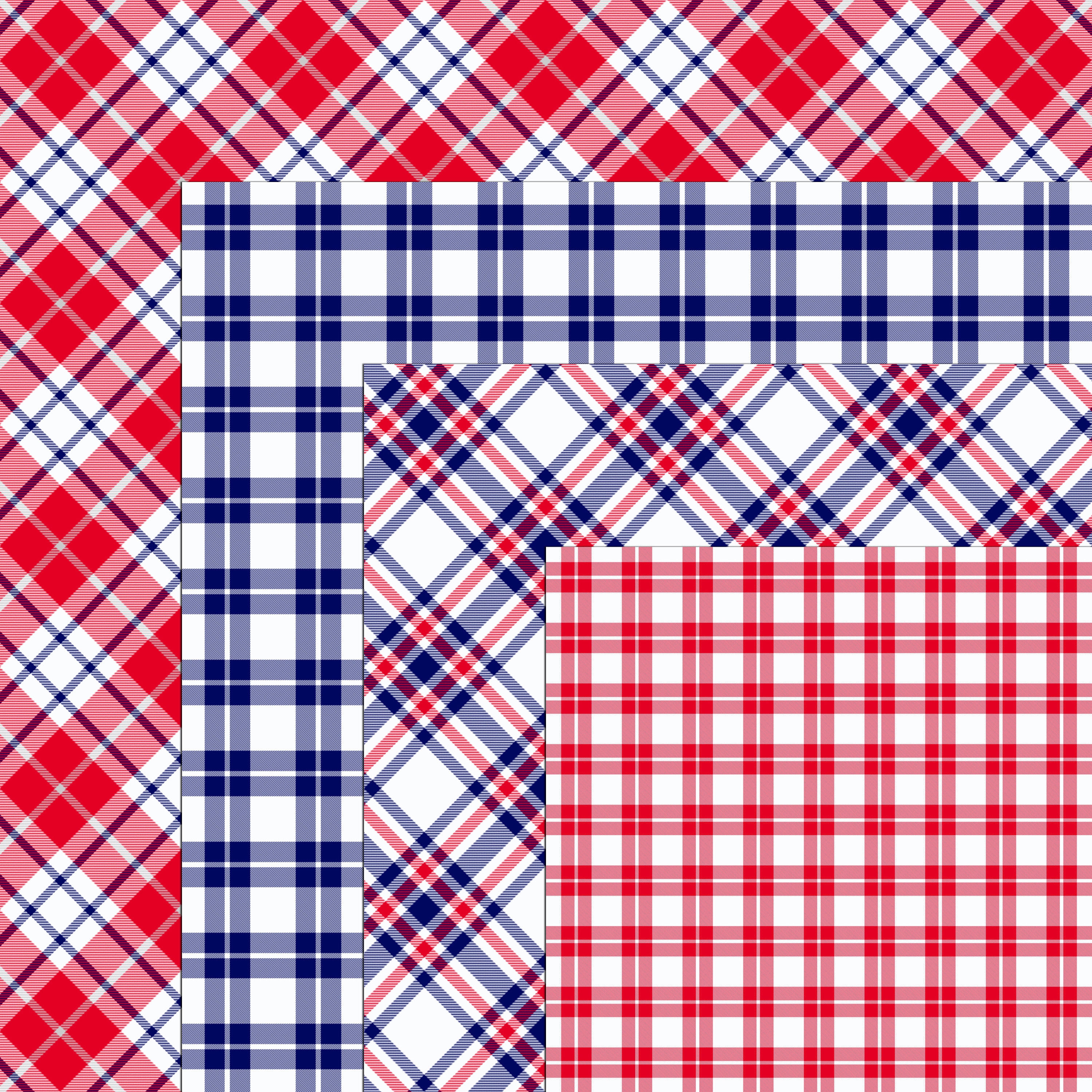Patriotic Plaid Digital Paper Pack: Red, White, Blue (digital Download ...