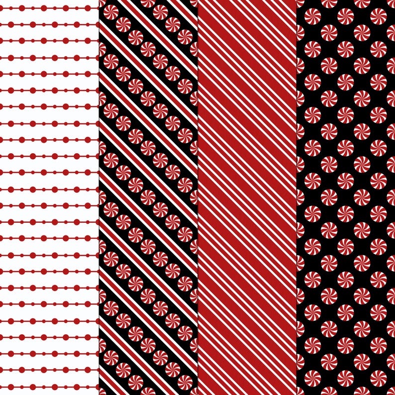 Peppermint Candy Digital Paper Pack: Christmas Scrapbook Patterns ...