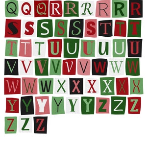 Christmas Ransom Note Alpha. PNG Alpha. Red and Green Christmas ...