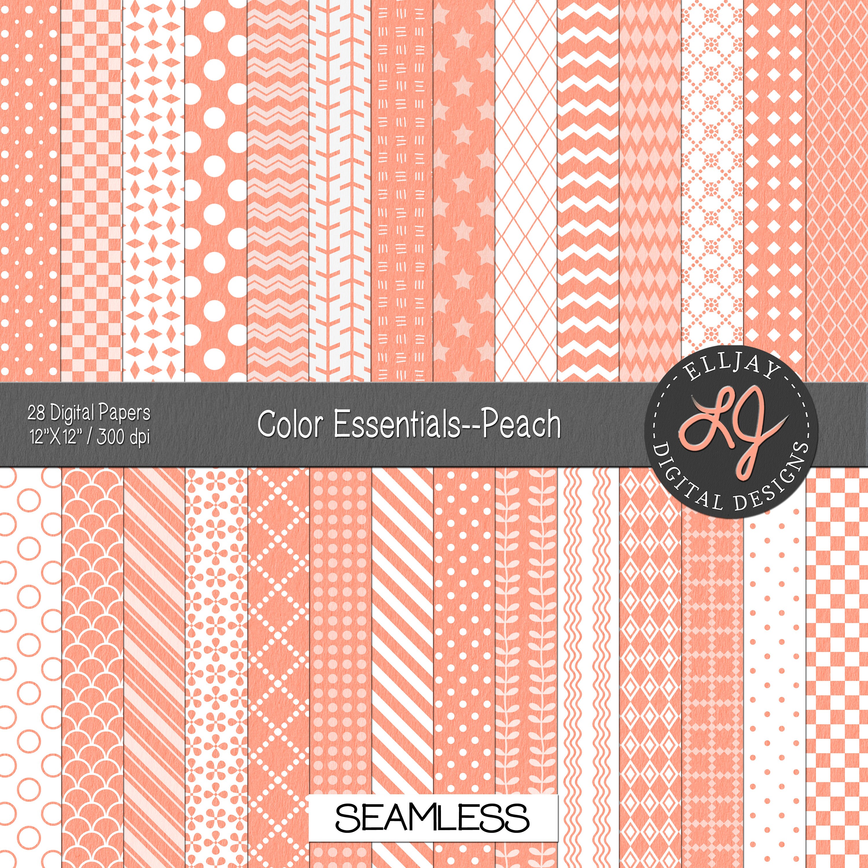 Peach Digital Paper: Seamless Scrapbook Patterns (digital Download) - Etsy