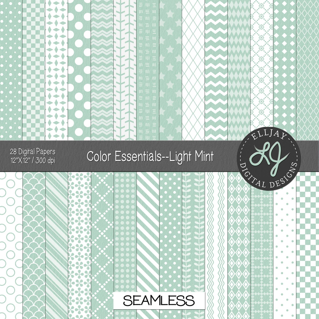 Mint Green Digital Paper With Light Texture. Seamless Mint Green ...