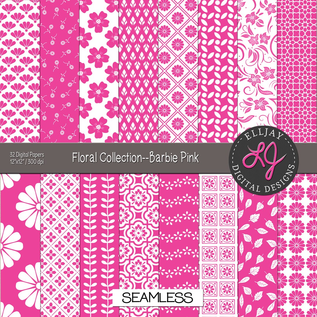 Pink Floral Digital Paper Pack: Seamless Scrapbook Patterns (digital ...