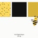 Bee Digital Papers in Yellow and Black. Bee Scrapbook Paper. Bumblebee ...