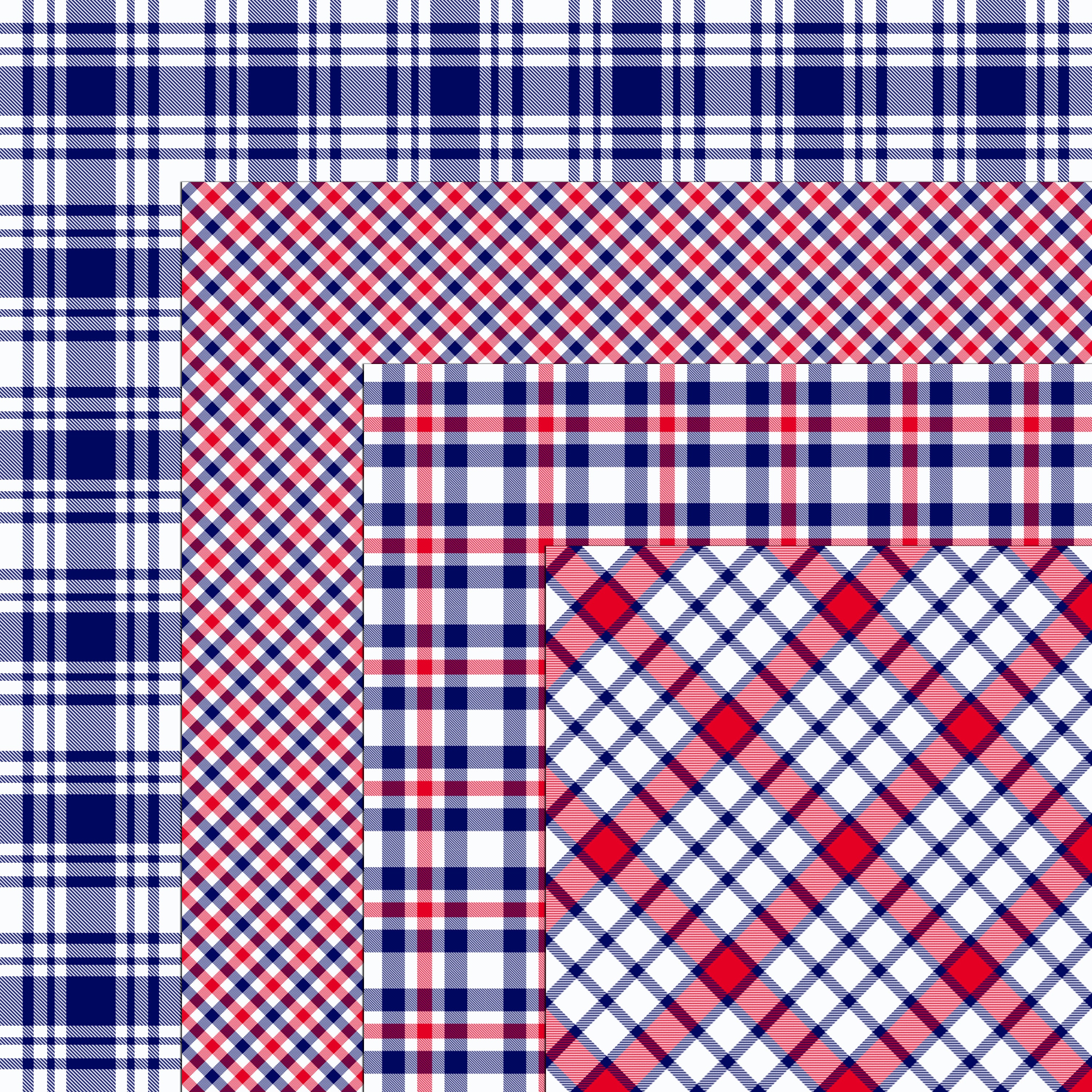 Patriotic Plaid Digital Paper Pack: Red, White, Blue (digital Download ...
