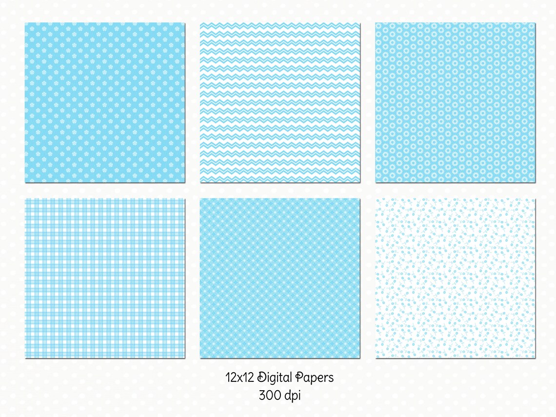 Pastel Blue Digital Paper Pack With a Light Texture. Blue Scrapbook ...