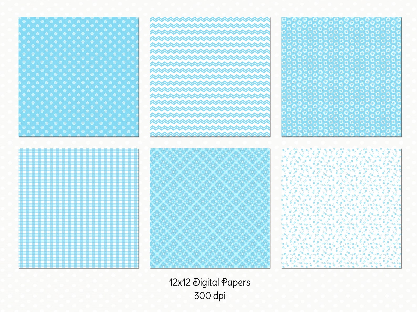 Pastel Blue Digital Paper Pack With a Light Texture. Blue Scrapbook ...