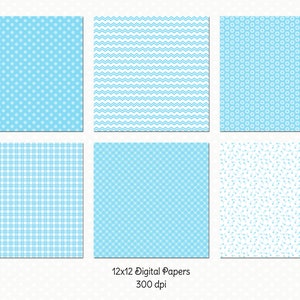 Pastel Blue Digital Paper Pack With a Light Texture. Blue Scrapbook ...