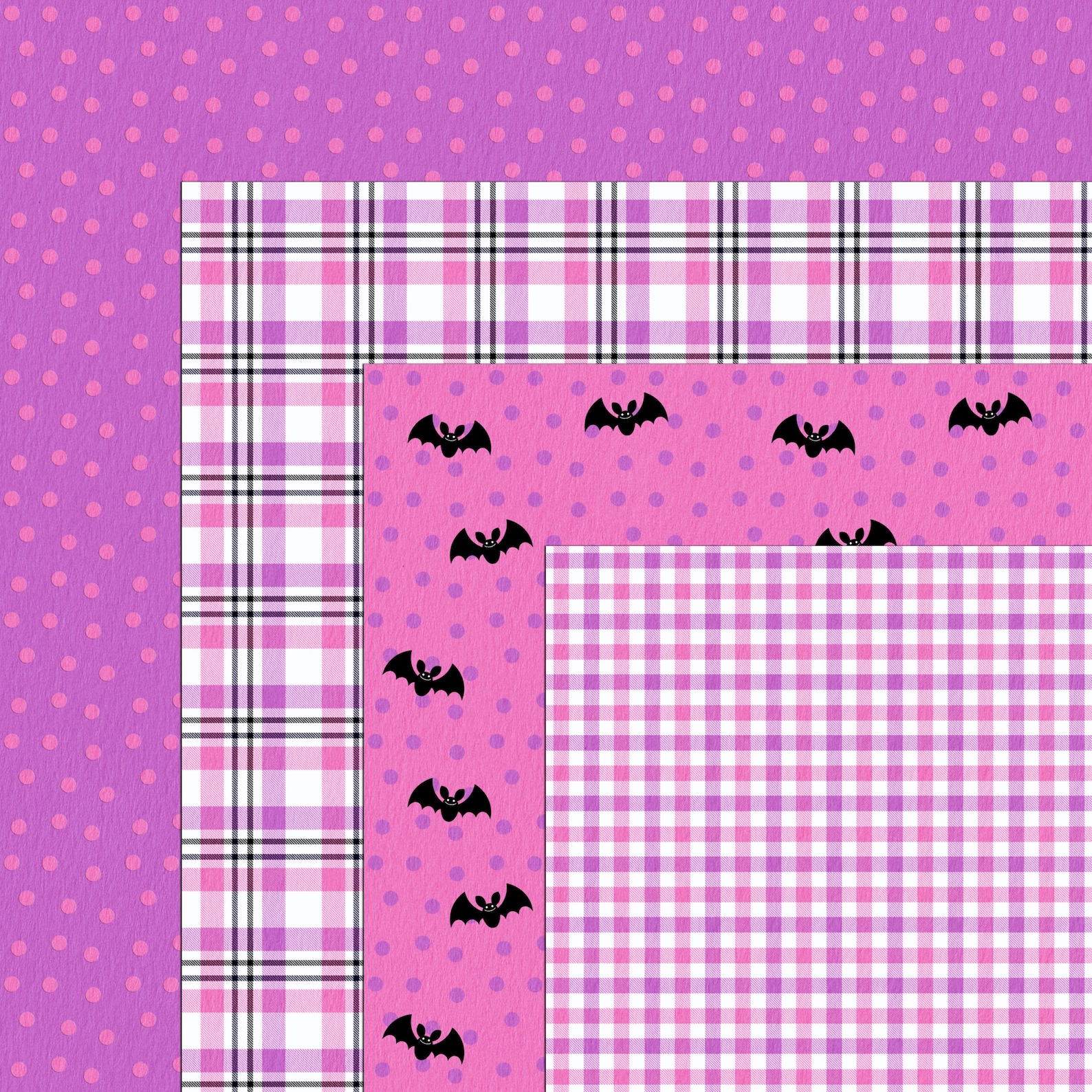 Pink Purple Halloween Digital Paper Pack. Ghost Bats Pumpkin Pattern ...