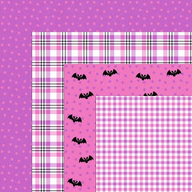 Pink Purple Halloween Digital Paper Pack. Ghost Bats Pumpkin Pattern ...