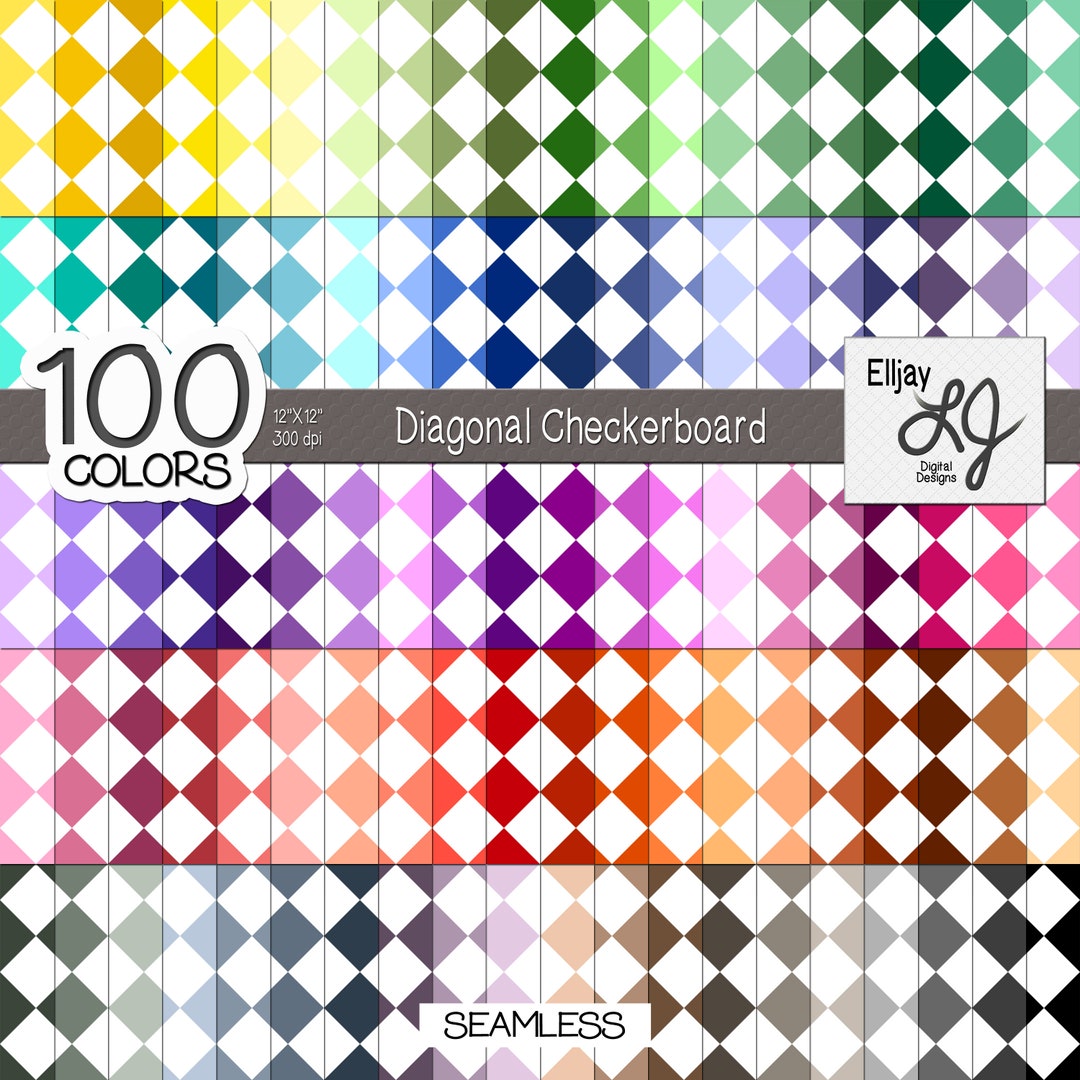 Diagonal Checkerboard Patterned Digital Paper in 100 Colors. - Etsy