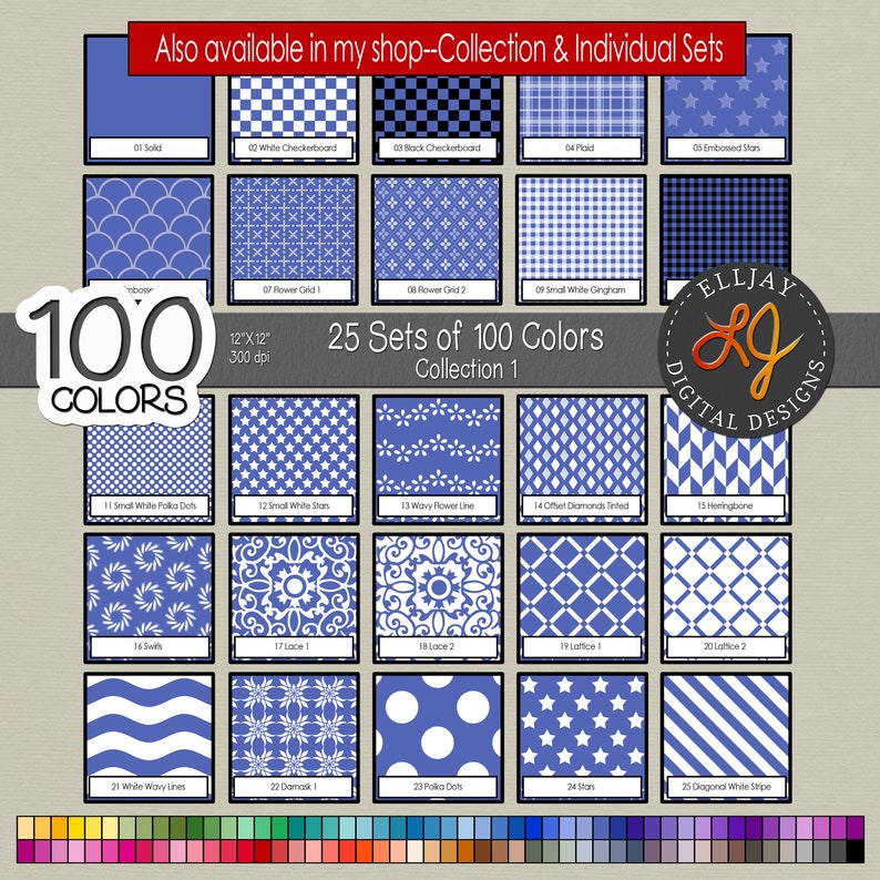Star Digital Paper Pack. 100 Colors. Small Pattern for Card Making ...
