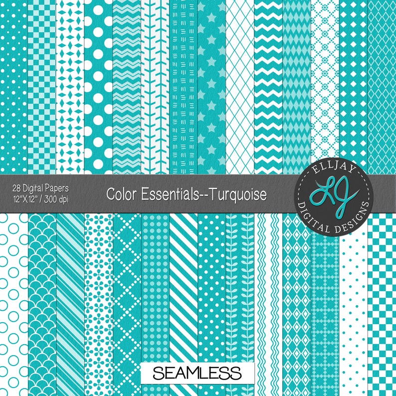 Turquoise Digital Paper Kit With Light Texture. Seamless Scrapbook ...