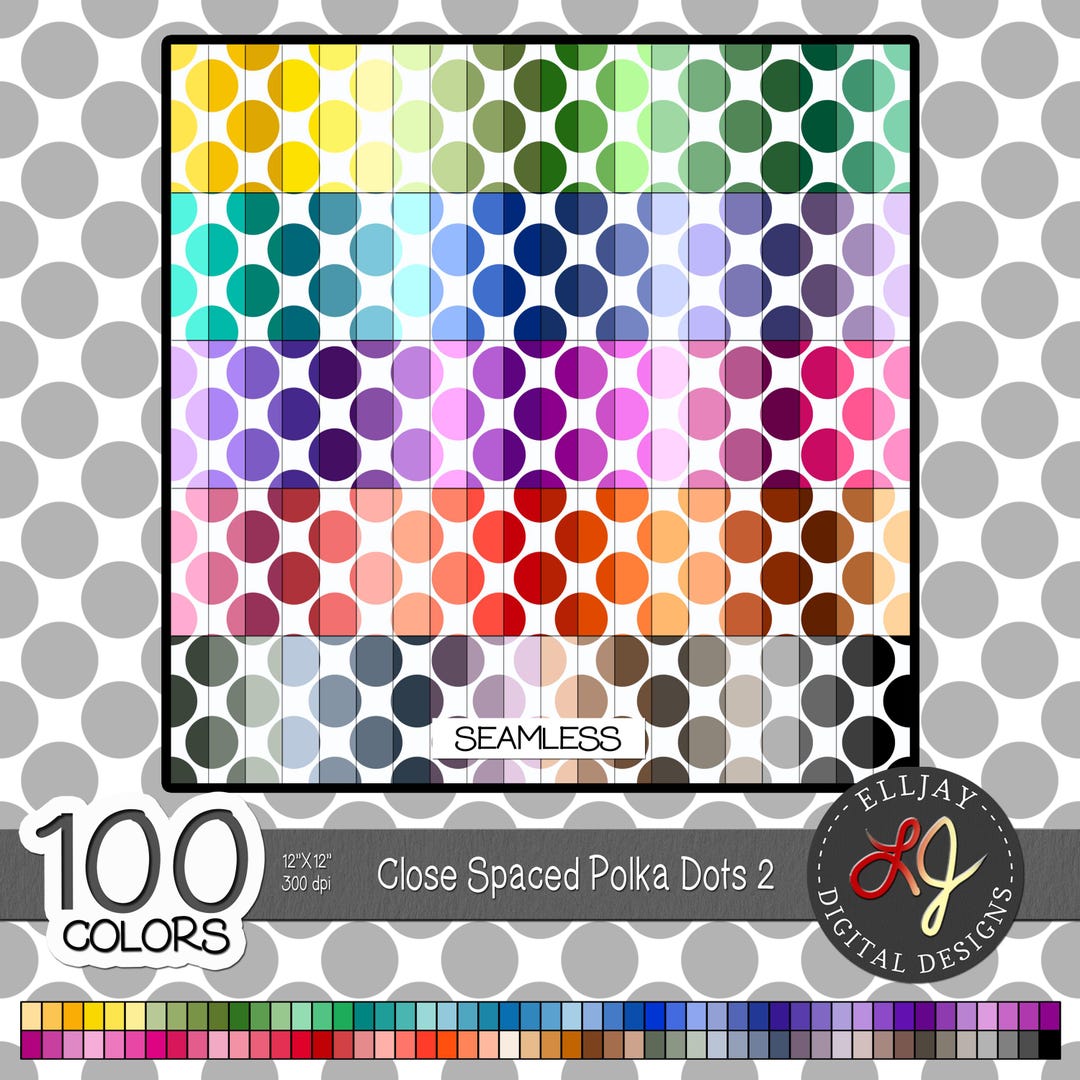 100 Colors Polka Dot Digital Paper Pack: Scrapbook Backgrounds (digital ...
