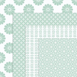 Mint Green Floral Digital Paper Pack. Seamless Mint Scrapbook. 32 Green ...