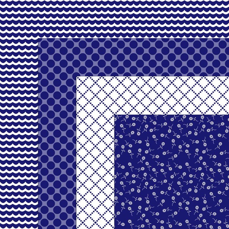 Midnight Blue Digital Paper Pack: Seamless Geometric Patterns (digital ...