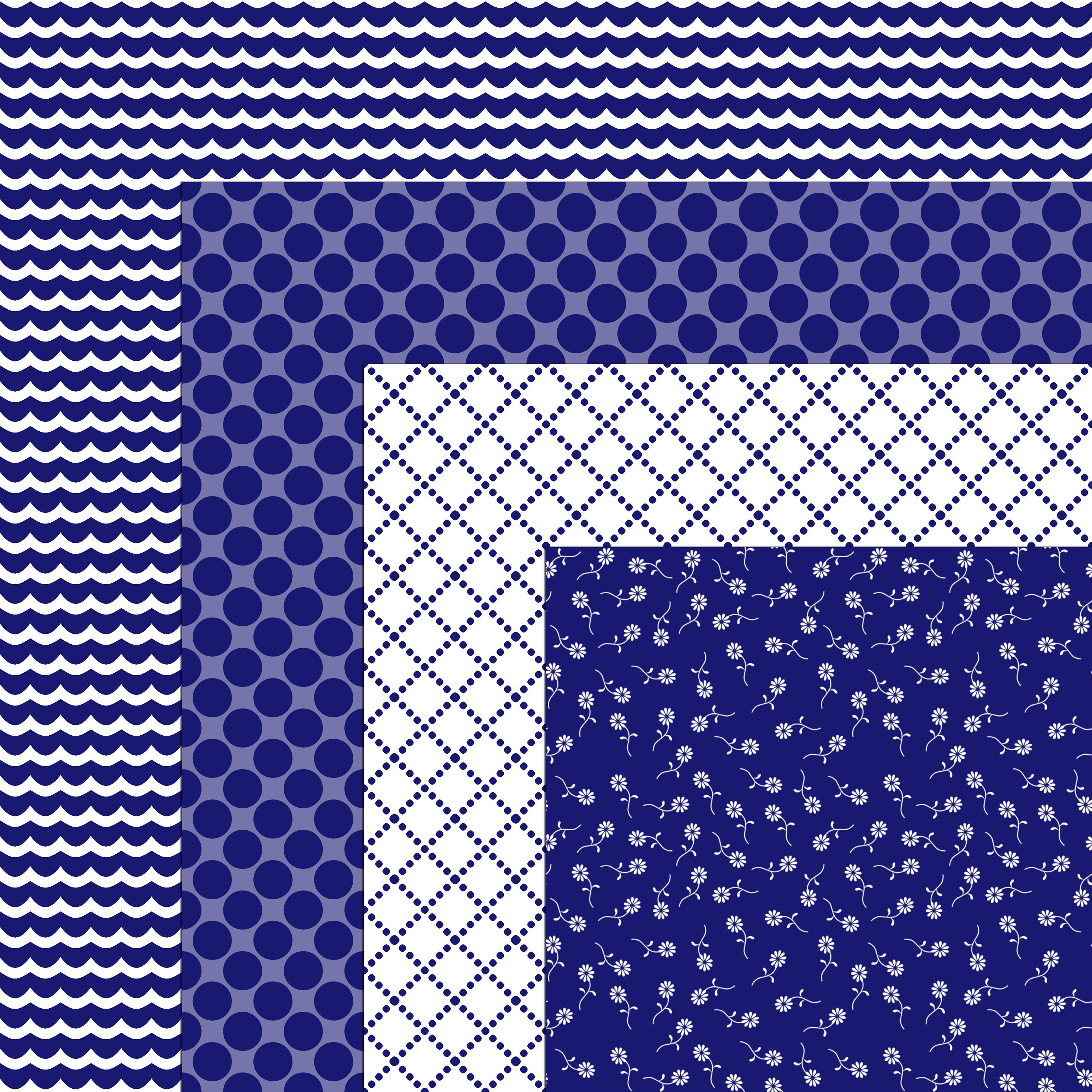 Midnight Blue Digital Paper Pack. Seamless Blue Backgrounds. Blue Polka ...