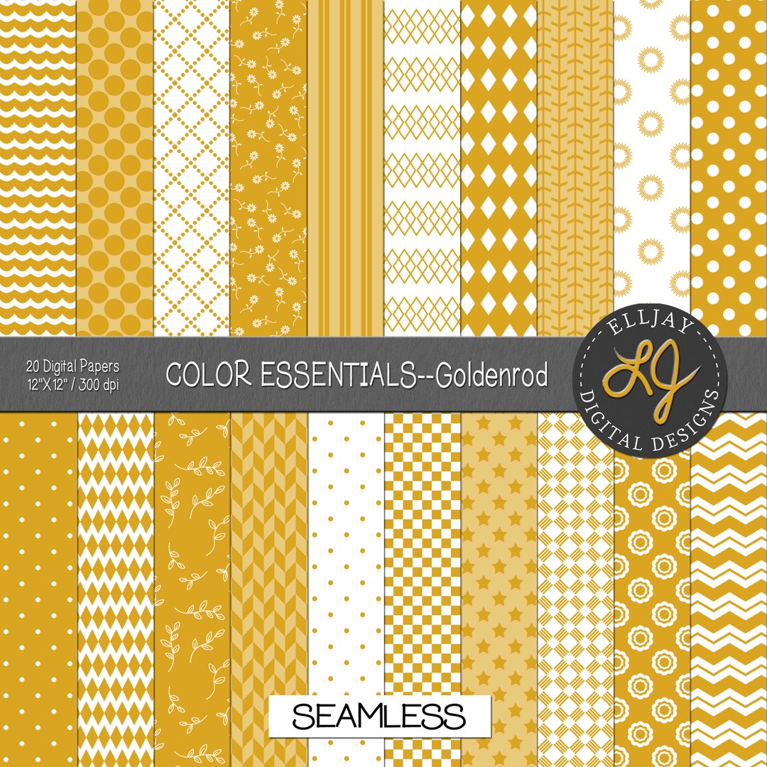 Goldenrod Yellow Digital Paper Pack. Seamless Yellow Scrapbook Paper ...
