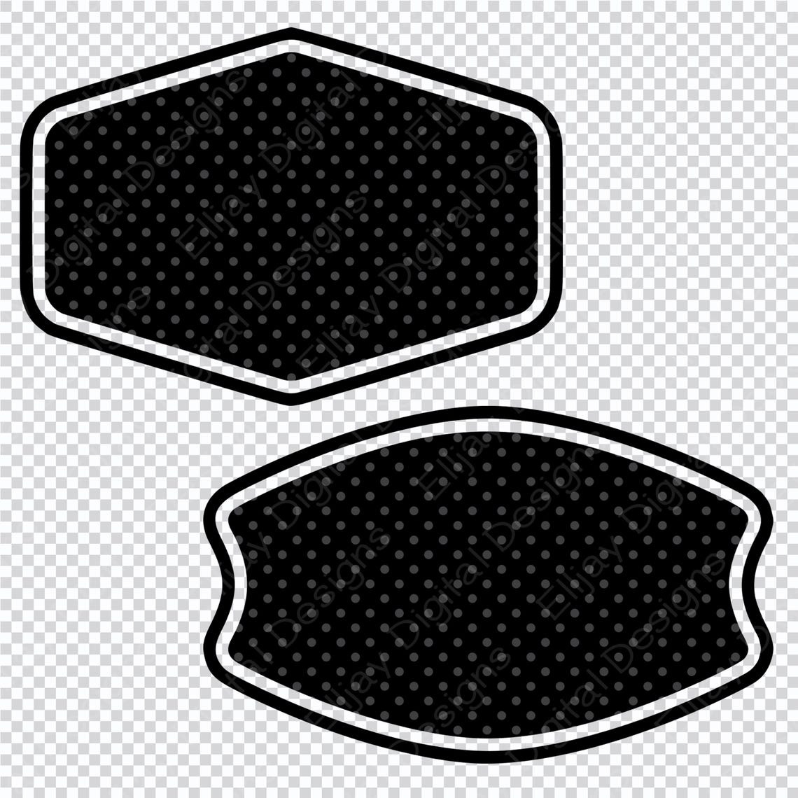 Black Polka Dot Frames Clipart: Printable Labels (PNG Digital Download ...