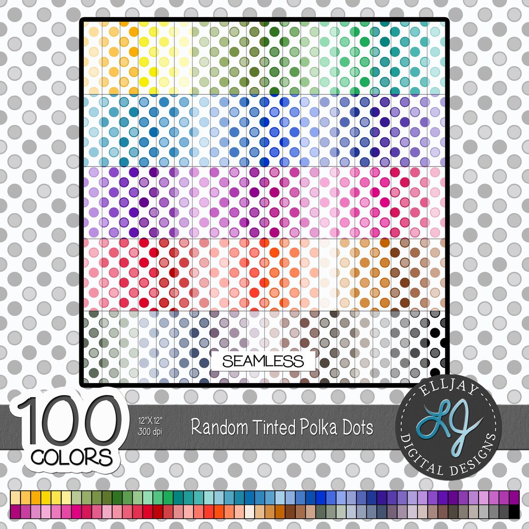 Tinted Polka Dots Digital Paper in 100 Colors. Scrapbook Paper Pack ...