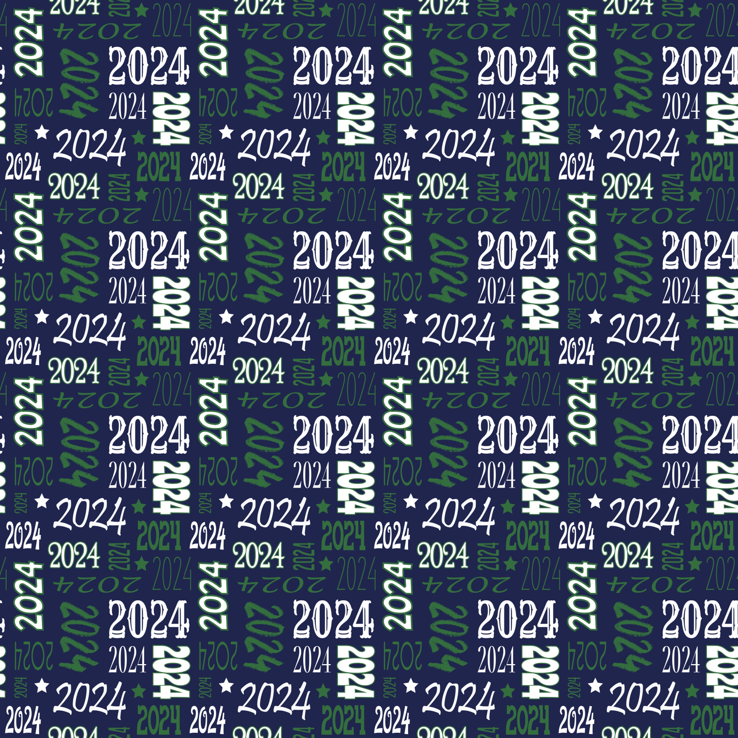 Green and Navy 2024 Graduation Digital Paper W/graduation Word Art ...