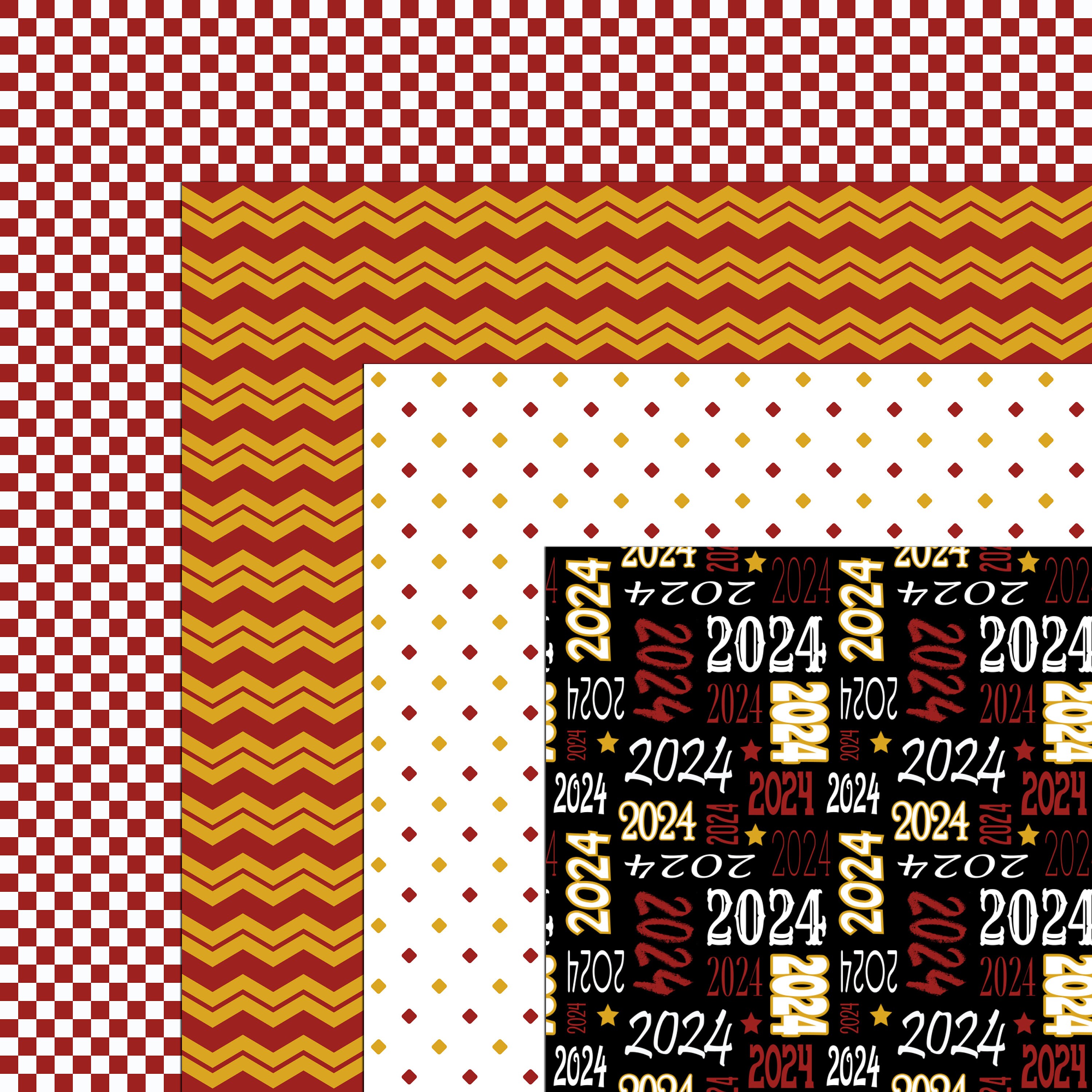Red and Gold 2024 Graduation Digital Paper. Red & Yellow Graduation ...