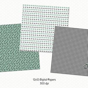 Mint Green Floral Digital Paper Pack: Seamless Patterns (digital ...