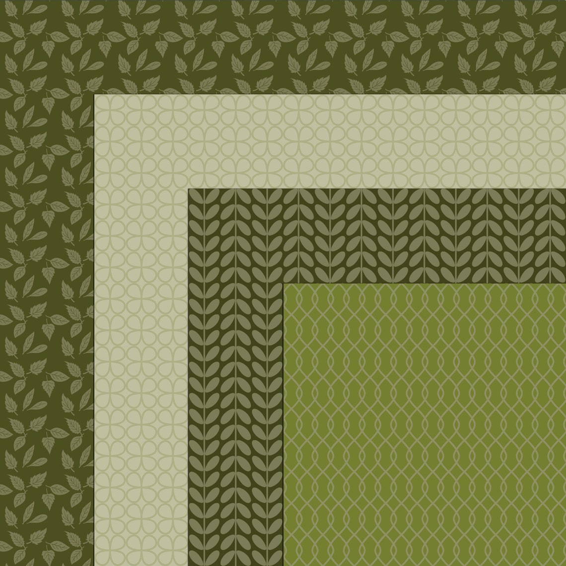 Shades of Green Leaves Digital Paper. Leaf Scrapbook Paper. Sage Green ...