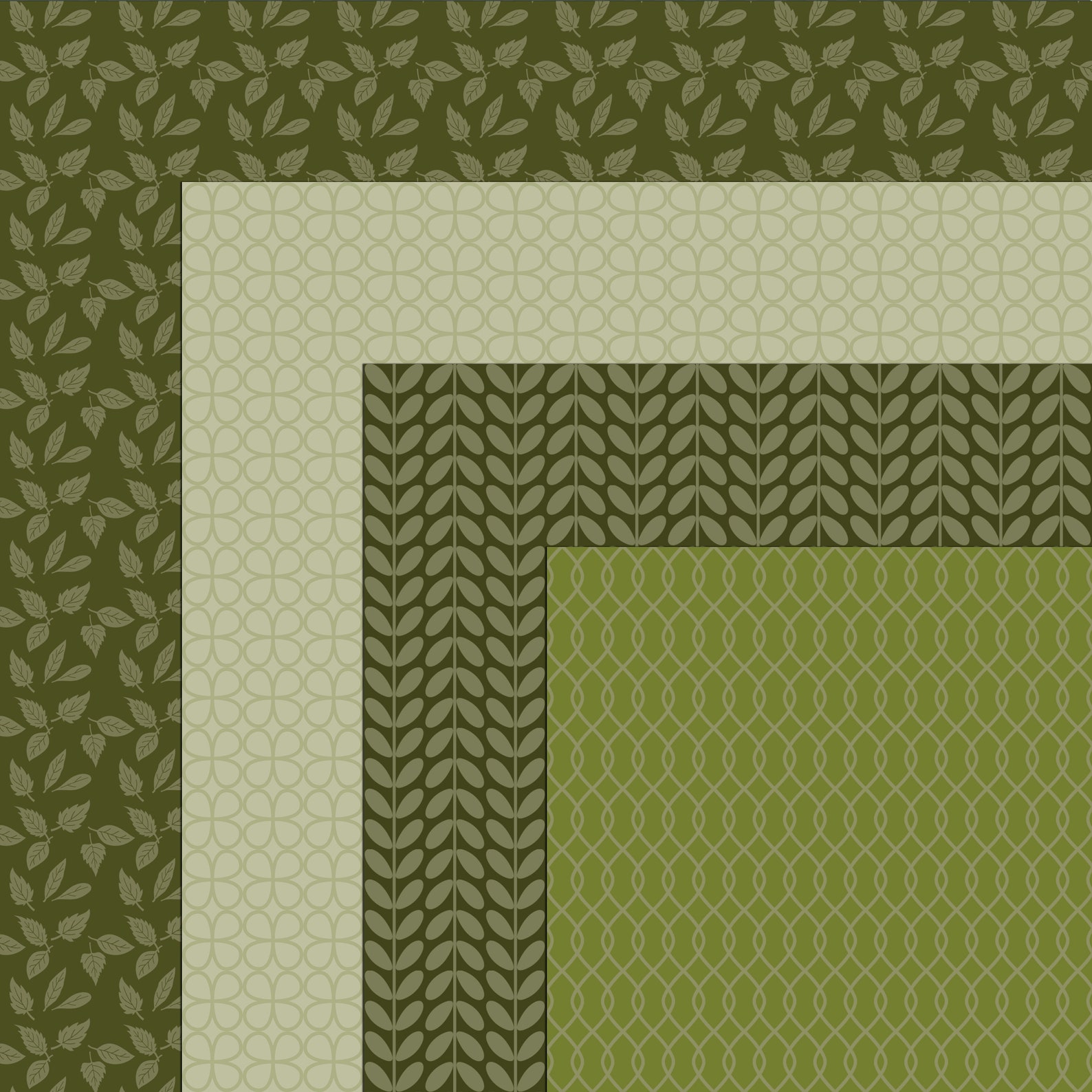 Shades of Green Leaves Digital Paper. Leaf Scrapbook Paper. Sage Green ...