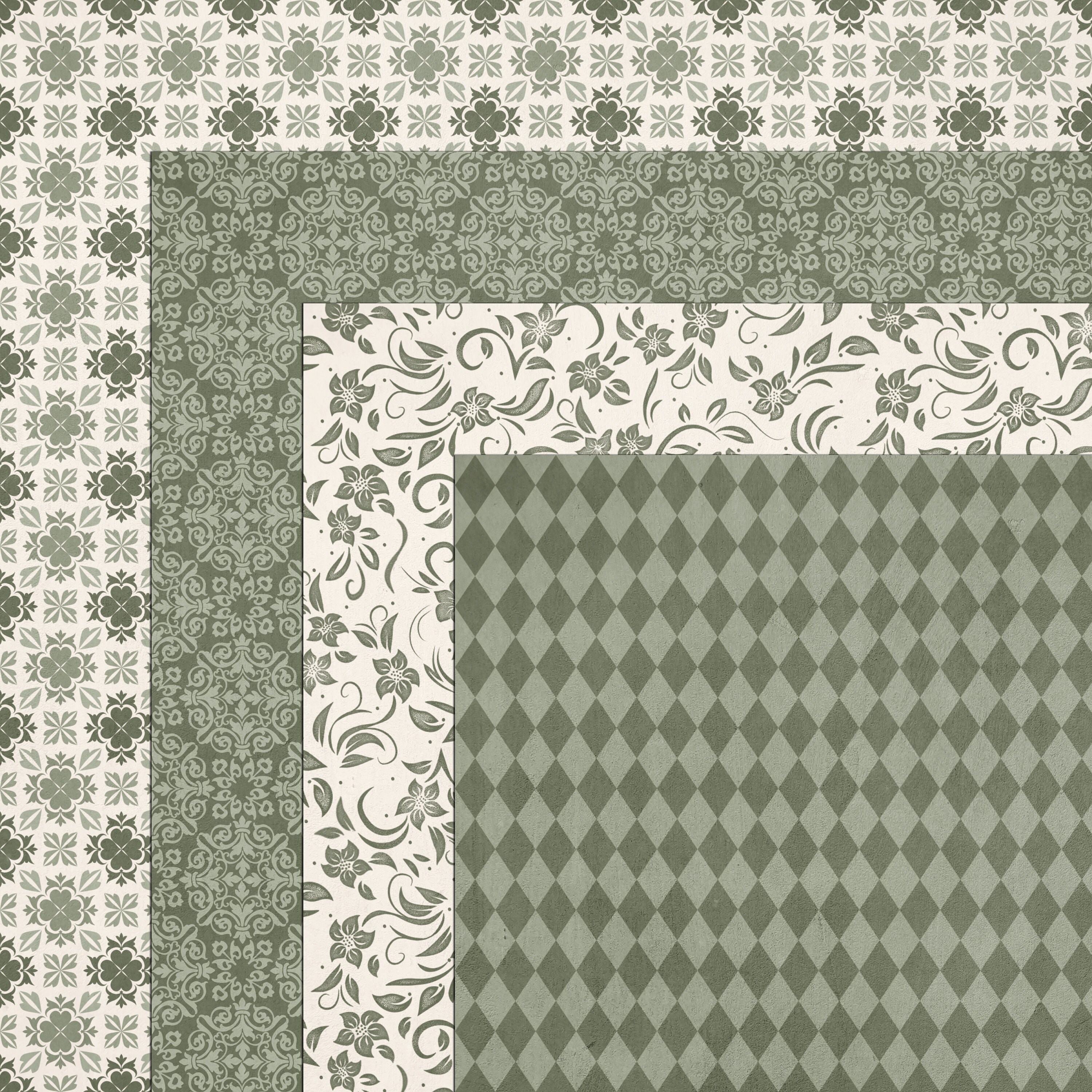 Sage Damask Digital Paper Pack. Light Grunge Textured Paper. Sage ...