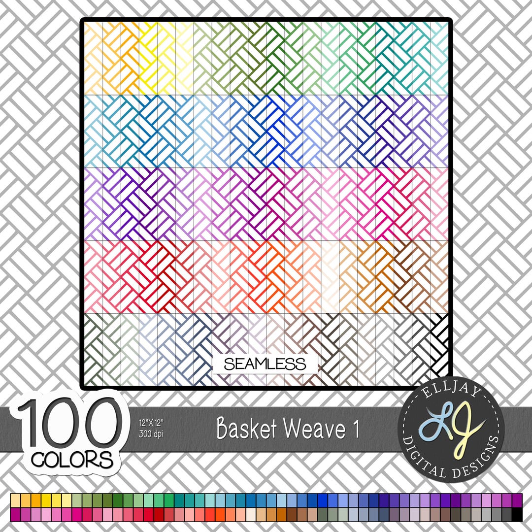 Basket Weave Patterned Digital Paper. 100 Colors. Seamless Patterns ...