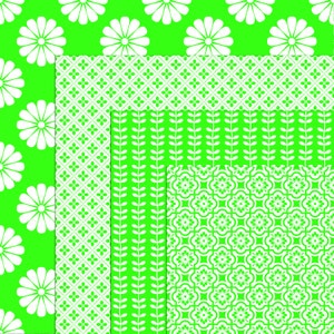 Lime Green Floral Digital Paper Pack: 32 Seamless Scrapbook Backgrounds ...