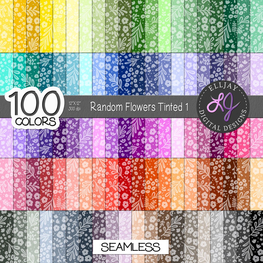 Floral Digital Paper Pack: 100 Seamless Colors (digital Download) - Etsy