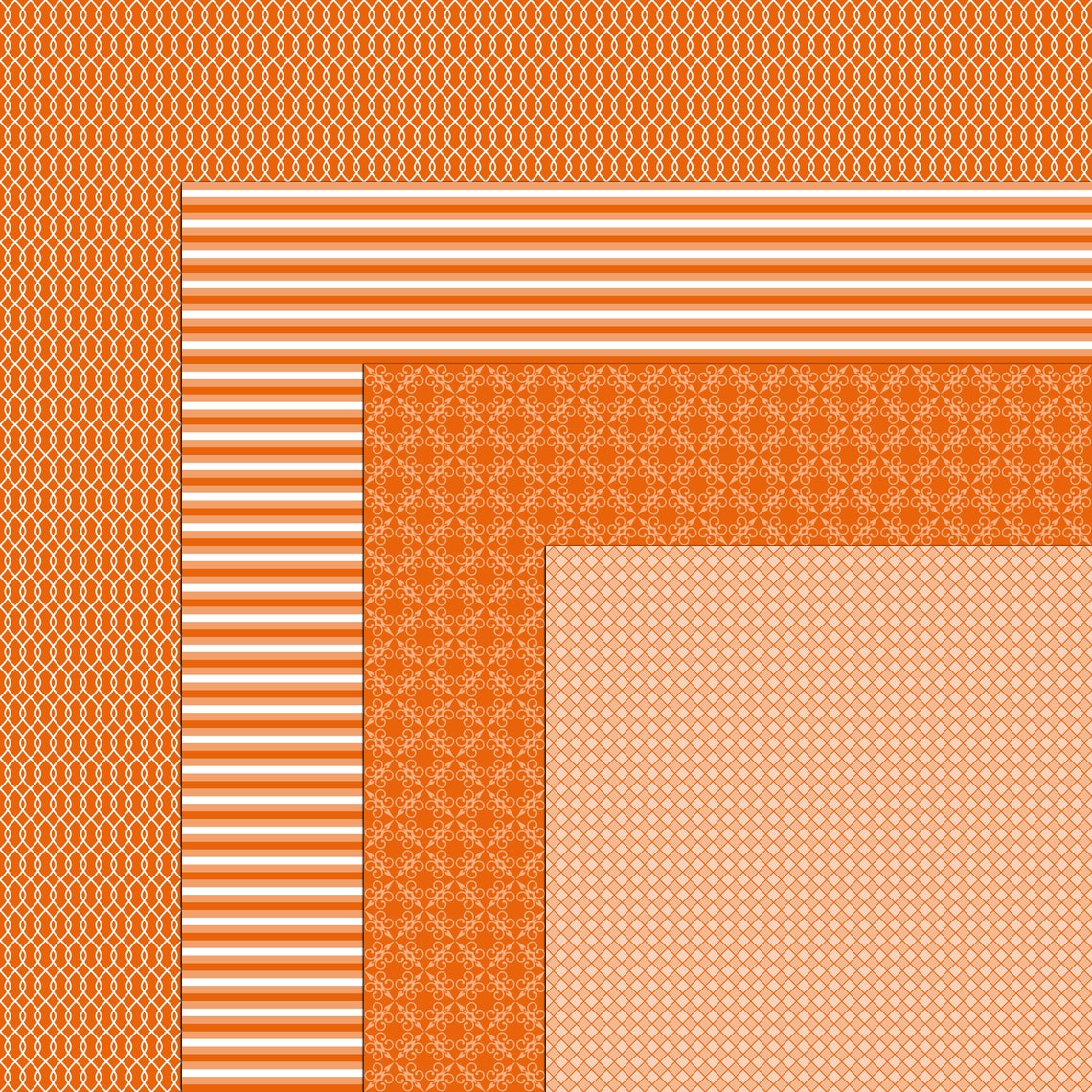 Orange Digital Paper Pack: Small Patterns for Scrapbooking (digital ...