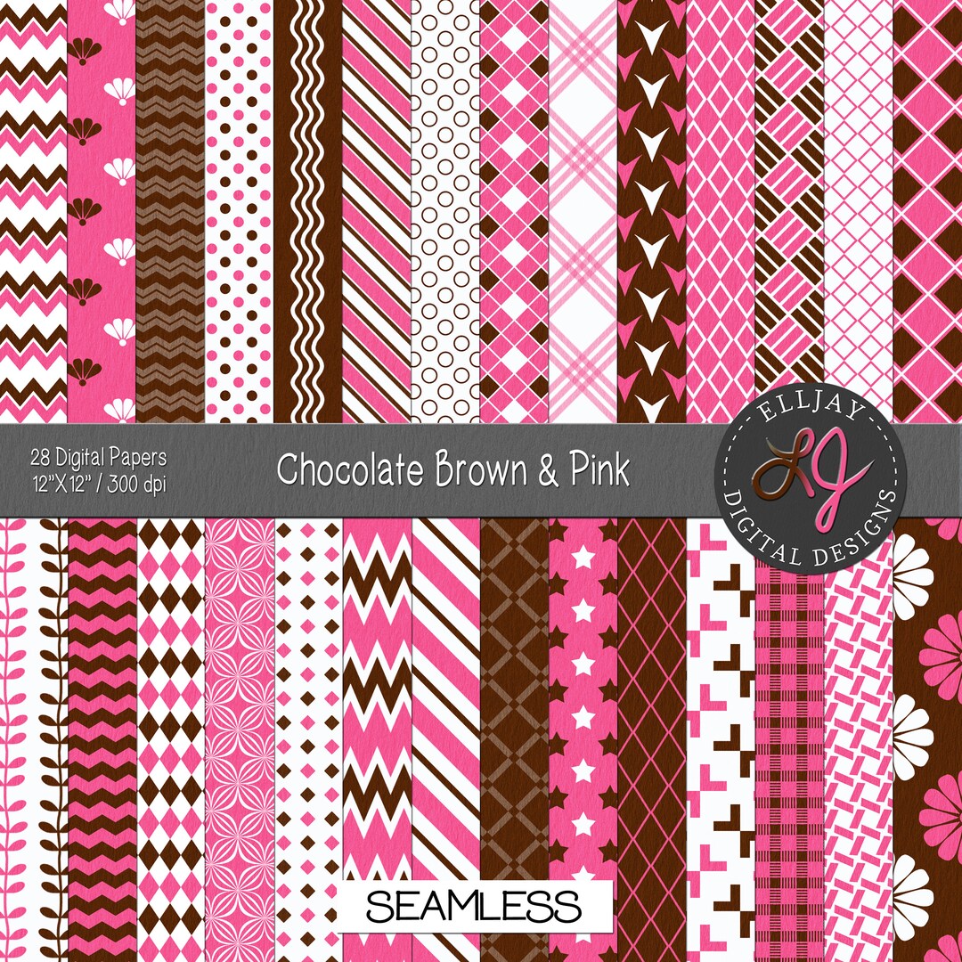 Pink and Brown Digital Paper Pack. Seamless Patterns Backgrounds ...