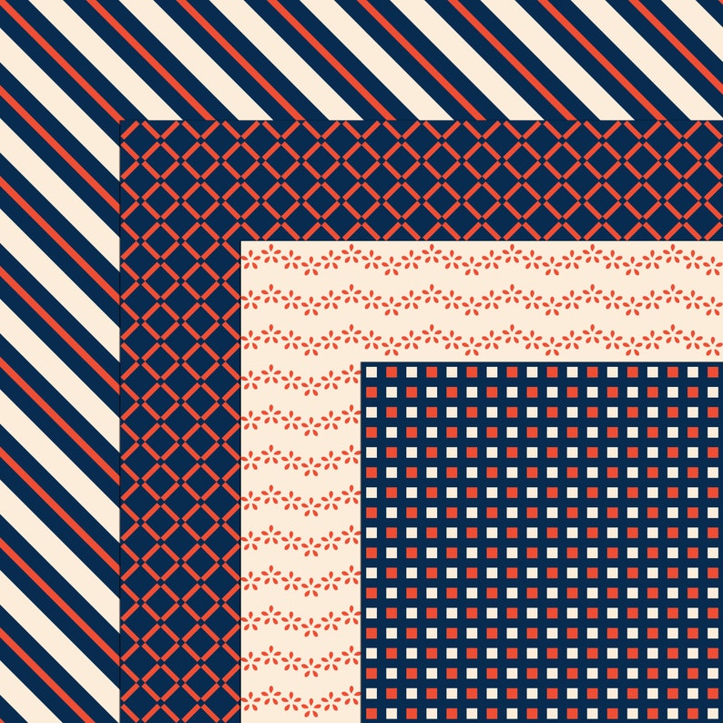 Navy Blue & Orange Digital Paper Pack. Sports Colors. Blue and Orange ...