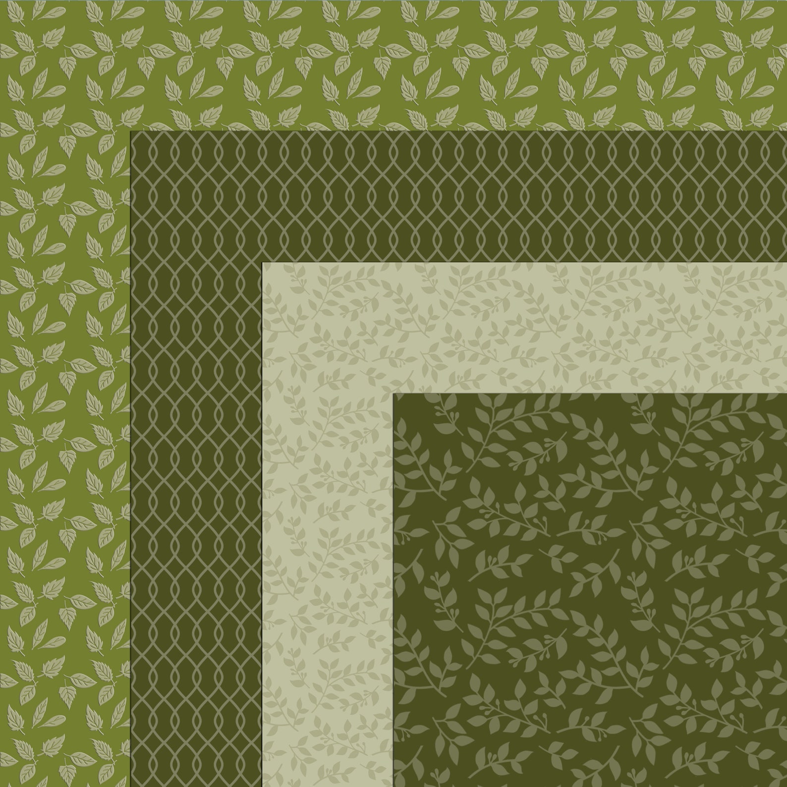 Shades of Green Leaves Digital Paper. Leaf Scrapbook Paper. Sage Green ...