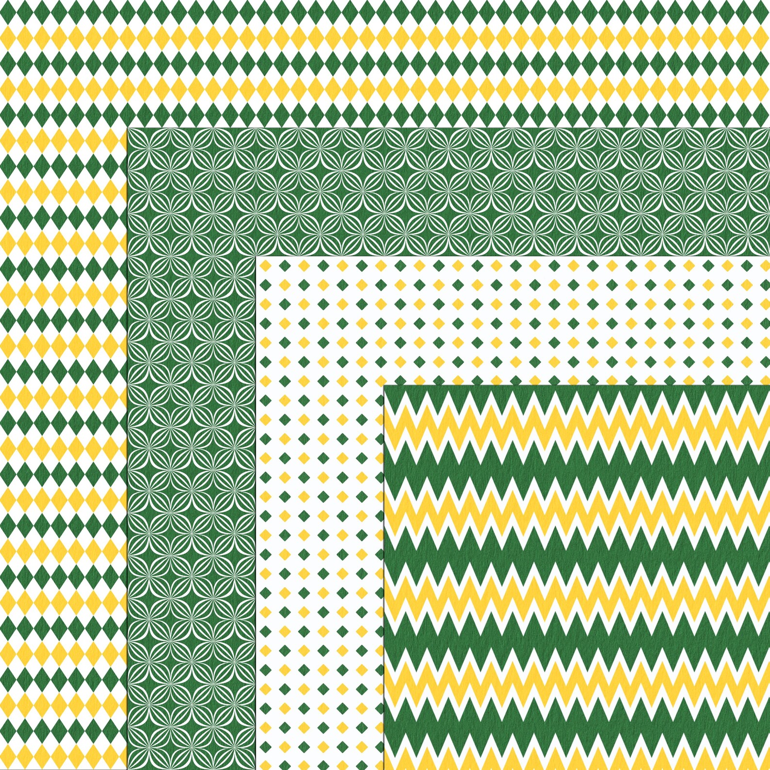 Green & Yellow Digital Paper With Light Texture for Scrapbooks, Crafts ...