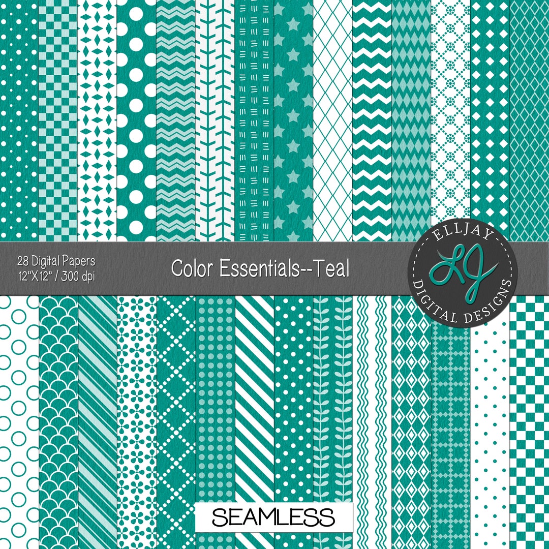 Teal Digital Paper With Light Texture. Seamless Teal Scrapbook Patterns ...