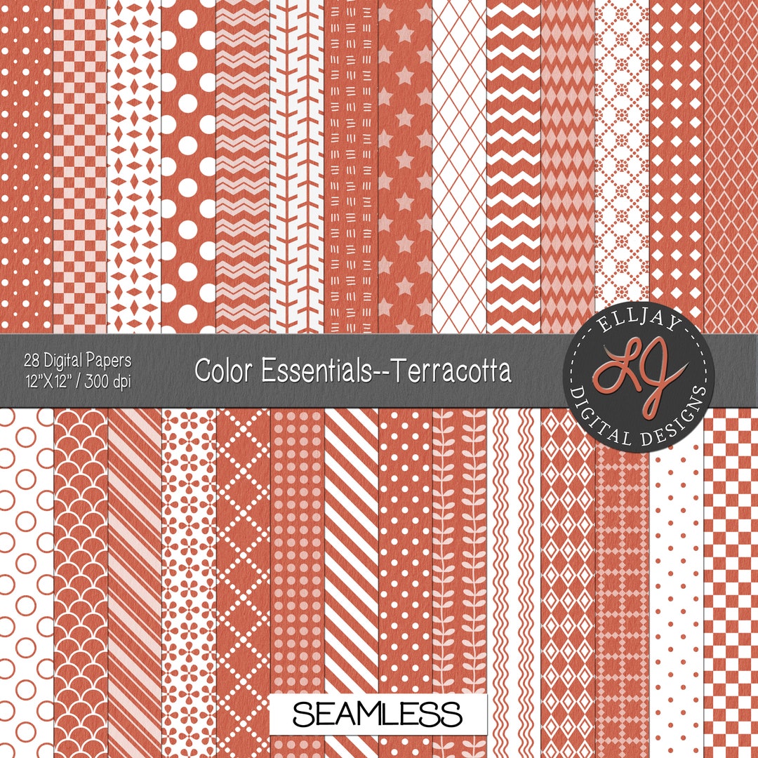 Terracotta Digital Paper. Textured Paper. Seamless Patterns. Printable ...