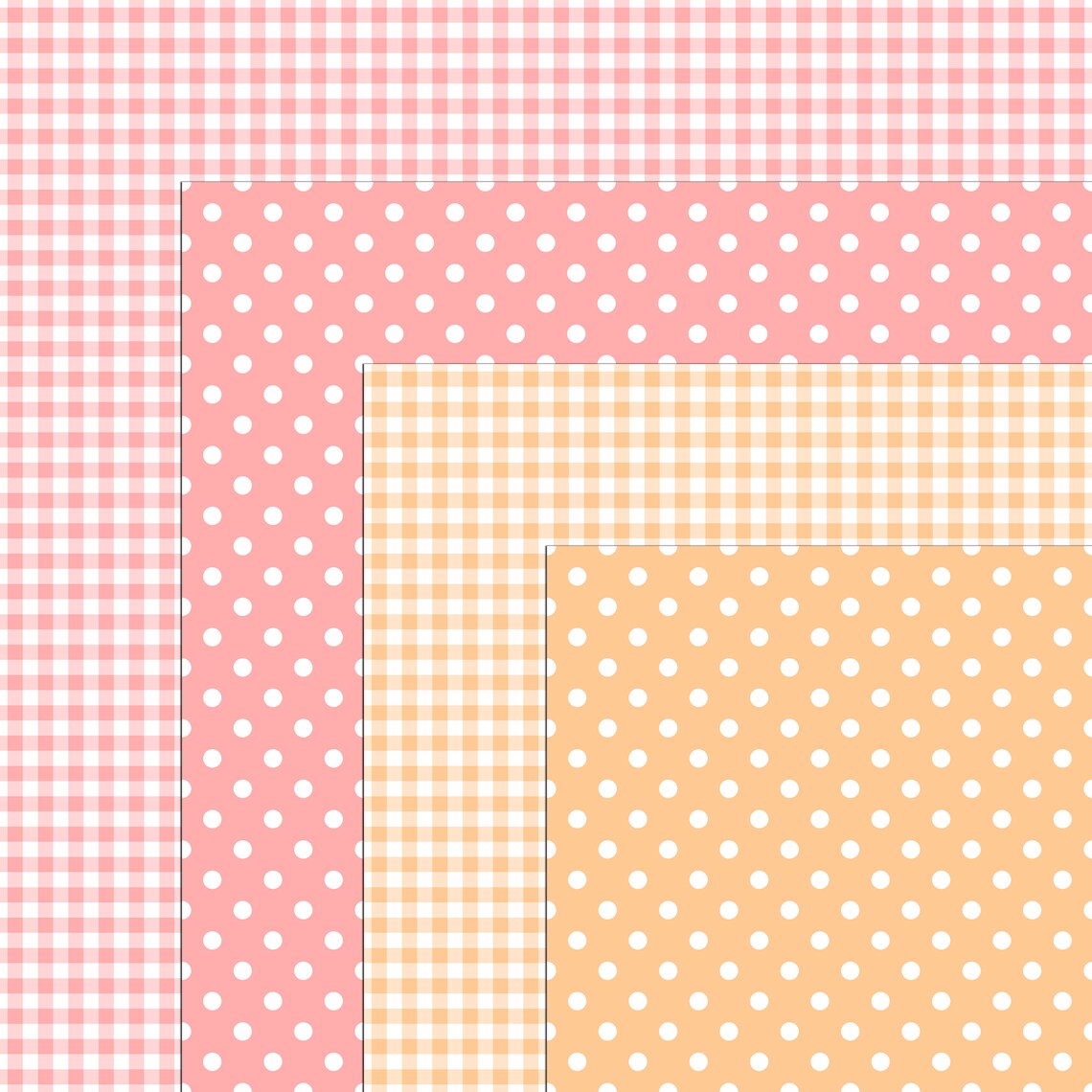 Pastel Gingham & Polka Dot Digital Paper: Spring Backgrounds (digital ...