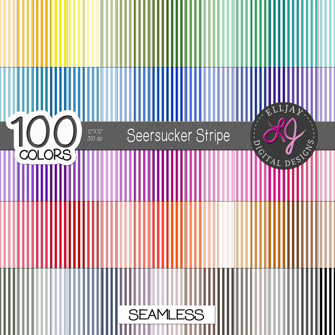 100 Colors Seersucker Stripe Digital Paper: Seamless Pinstripe ...