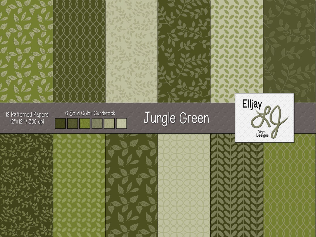 Shades of Green Leaves Digital Paper. Jungle Digital Paper. - Etsy