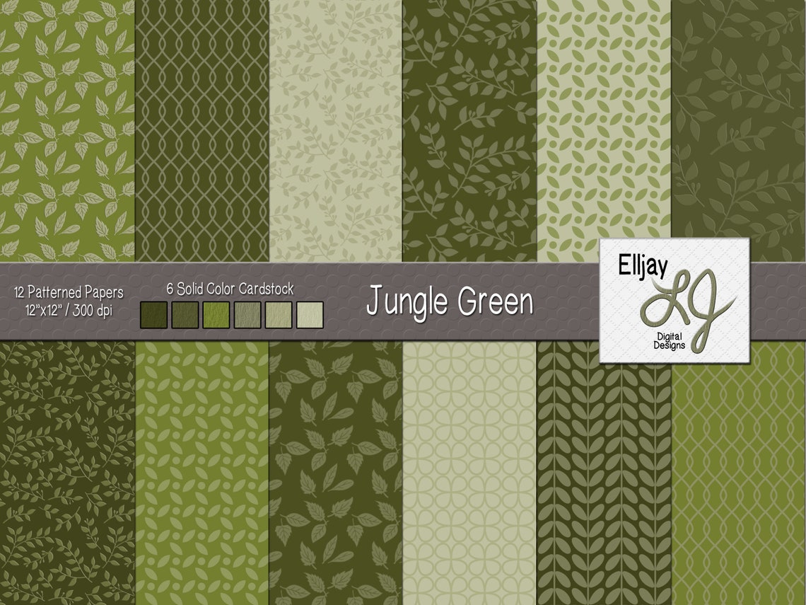 Shades of Green Leaves Digital Paper. Jungle Digital Paper. - Etsy