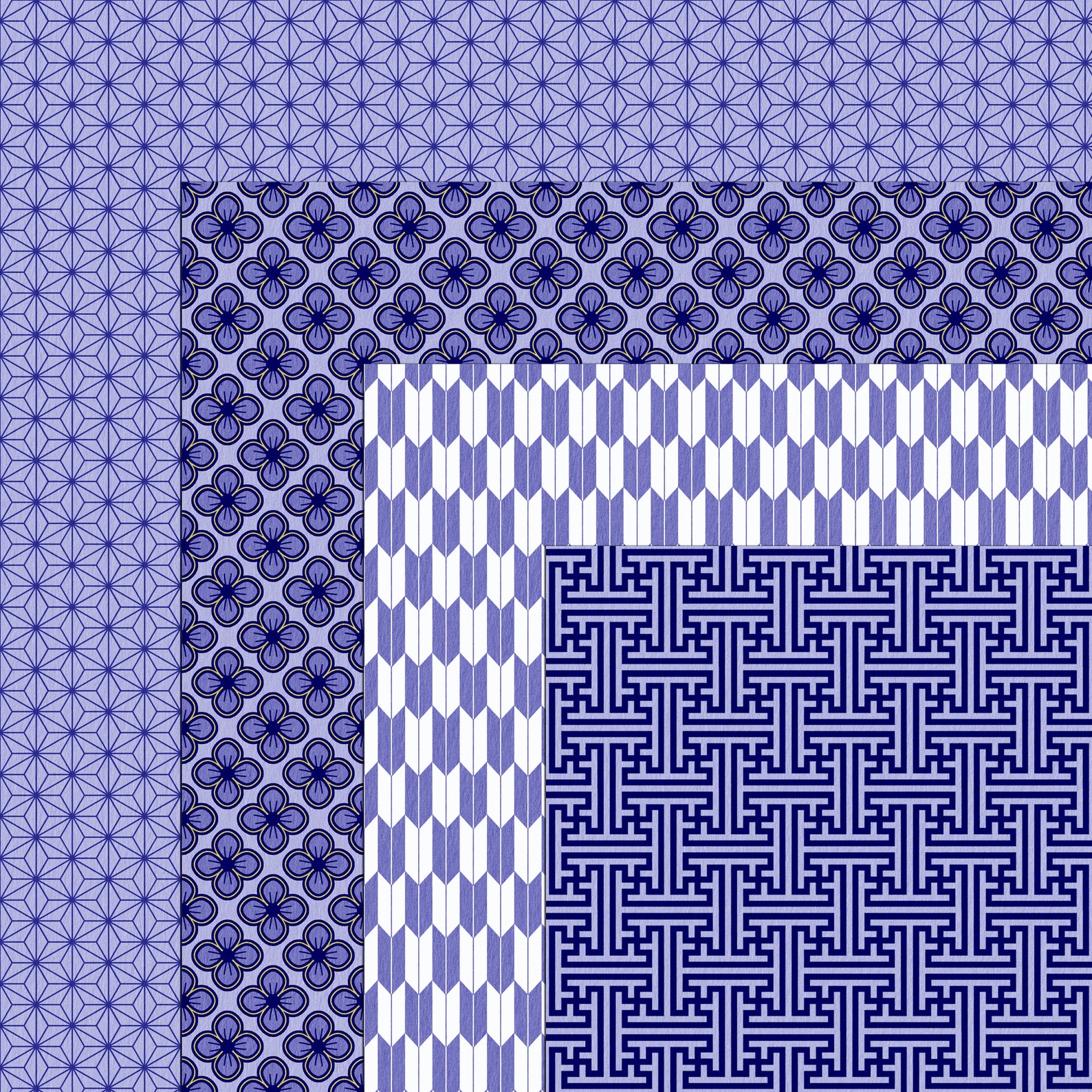 Japanese Patterns Digital Paper. Printable Wagara Patterns. Sayagata ...