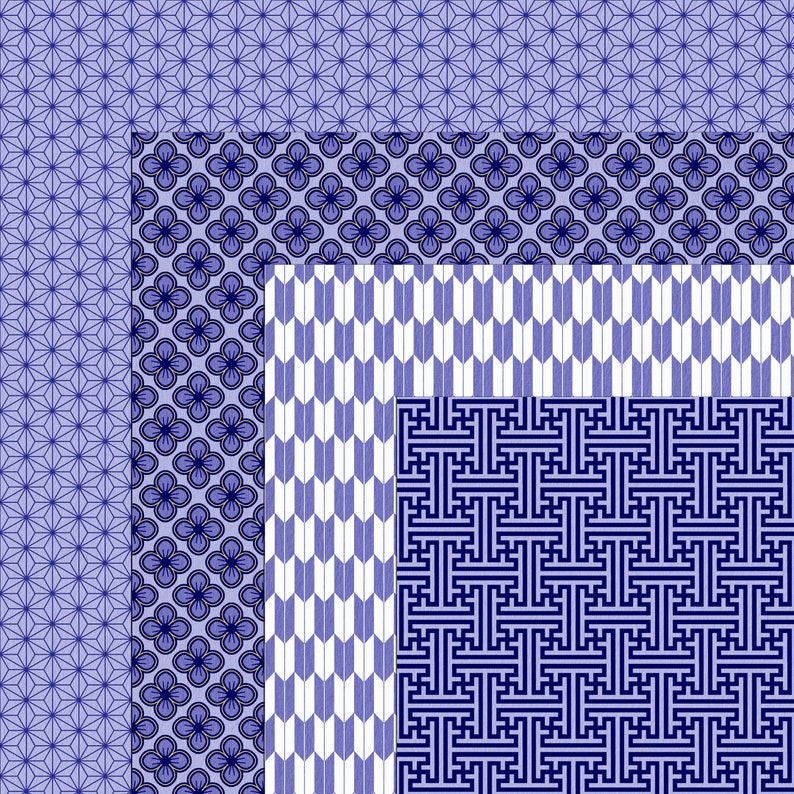 Japanese Patterns Digital Paper. Printable Wagara Patterns. Sayagata ...