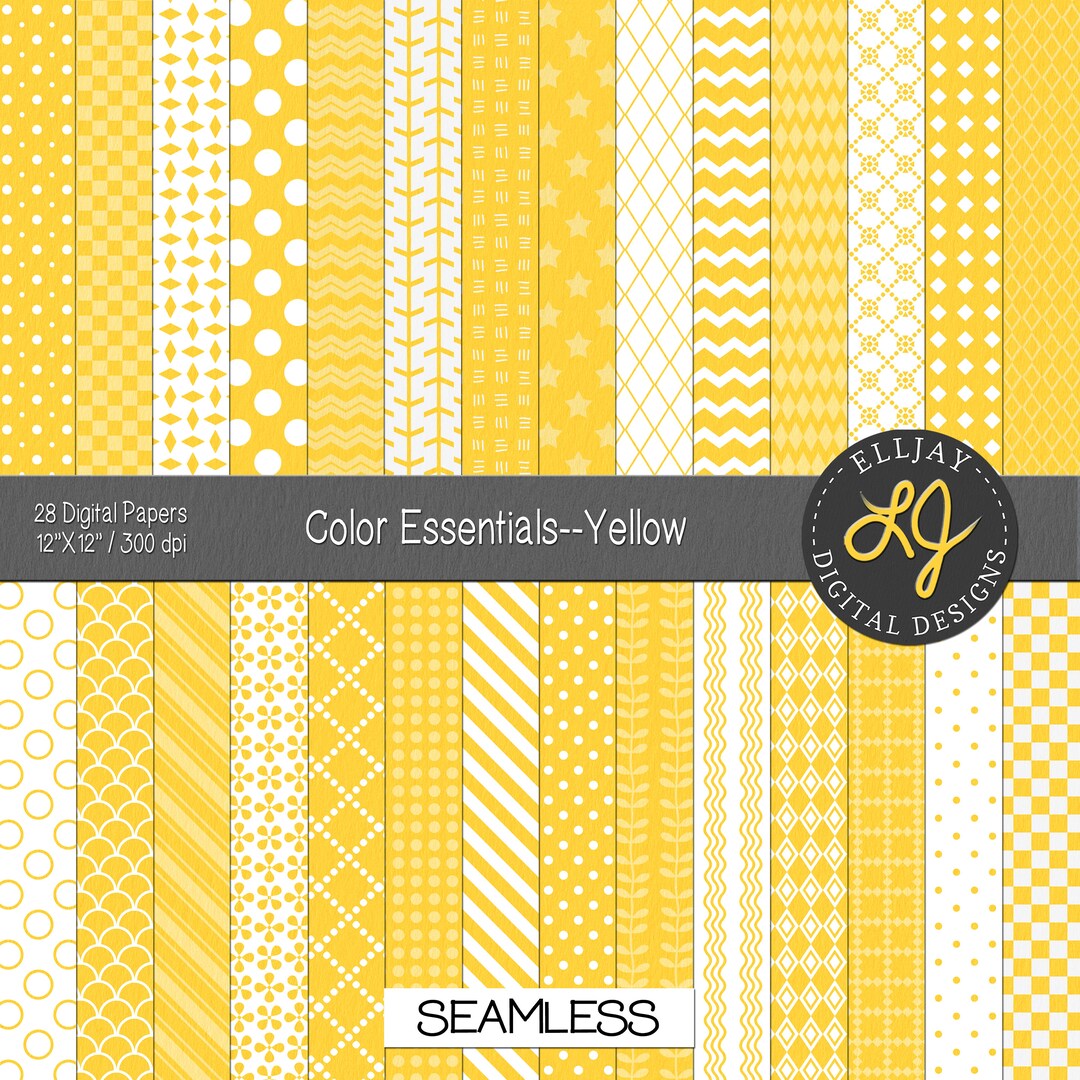 Yellow & White Digital Paper. Yellow Patterned Paper Light Texture ...